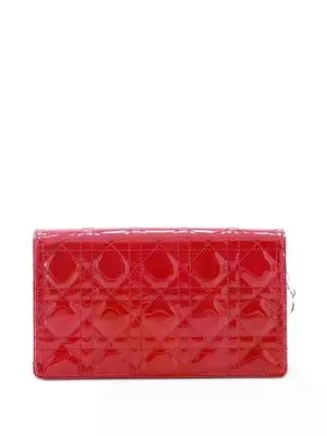 Dior Lady Chain Pouch Cannage Quilt Patent Crossbody Bag - Red