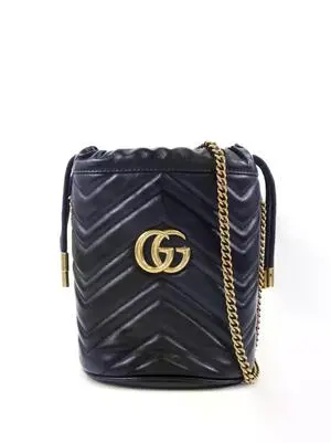 Gucci Marmont Leather Bucket Bag - Black