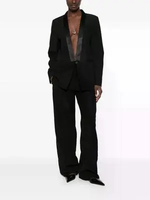 FORTE_FORTE Satin-trim Tailored Trousers - Black