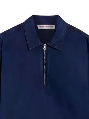 Orlebar Brown Oglio Zip-up Denim Polo Shirt - Blue