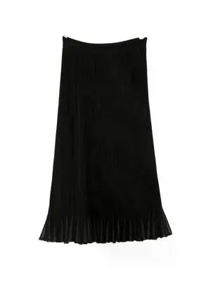 Maje Pleated Ruffled Mid Skirt - Black