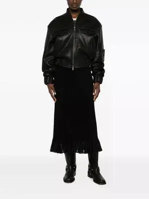 Maje Pleated Ruffled Mid Skirt