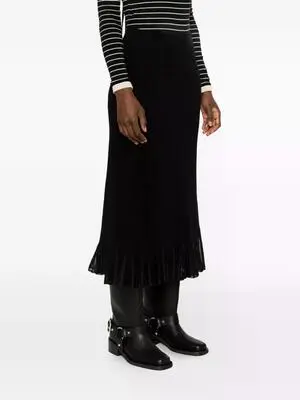 Maje Pleated Ruffled Midi Skirt