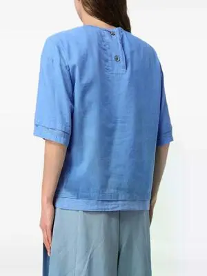 TELA Drop-shoulder Short-sleeve Blouse - Blue