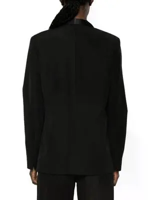 FORTE_FORTE Satin-trim Shawl-lapel Blazer