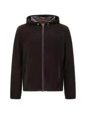 Herno Resort Hooded Suede-leather Jacket - Brown