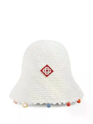 Casablanca Crocheted Logo-appliqué Bucket Hat - White