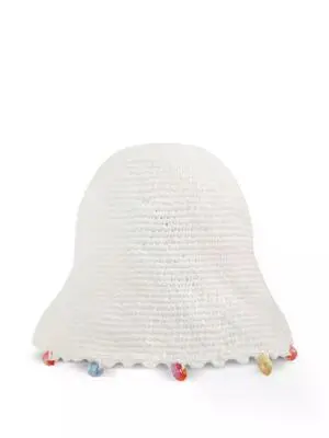 Casablanca Crocheted Logo Bucket Hat - White