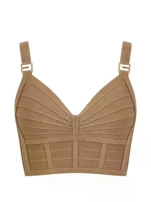 Elisabetta Franchi Logo Plaque Cropped Knit Top - Neutrals
