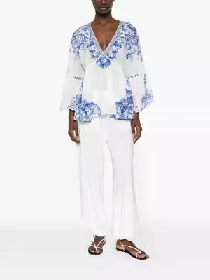 Camilla Silk Floral Print V-neck Blouse