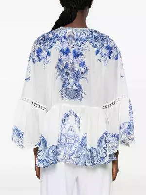 Camilla Silk Floral Print V-neck Blouse