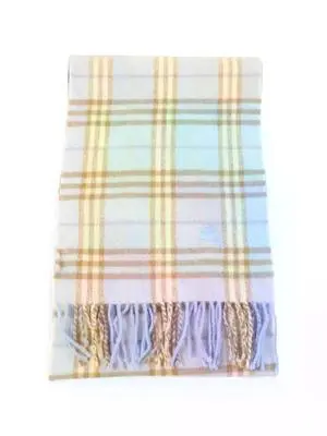 Burberry Check-pattern Fringed Scarf - Blue