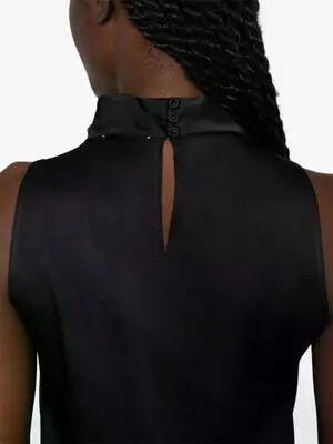 FORTE_FORTE High-neck Sleeveless Satin Blouse - Blue