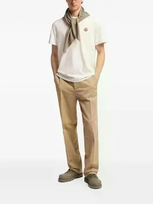 Moncler Double Leather Logo Cotton T-shirt - White
