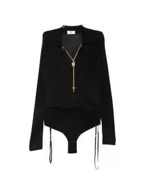 Elisabetta Franchi Chain-detail Long-sleeve Bodysuit - Black
