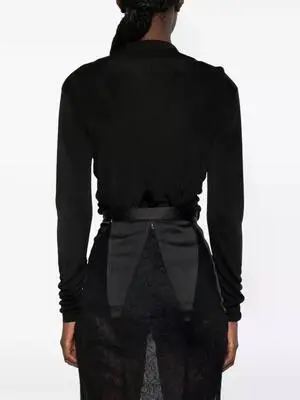 Elisabetta Franchi Ribbed Bodysuit With Gold-tone Chain Detail - Black