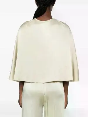 FORTE_FORTE Satin-finish Cape-style Top - Green