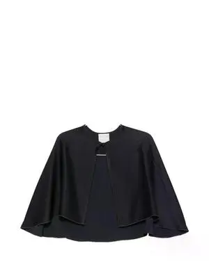 FORTE_FORTE Satin-finish Cape-style Shirt - Blue