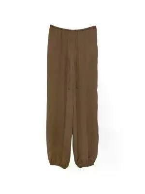 FORTE_FORTE Khaki Drawstring Waist Trousers - Green