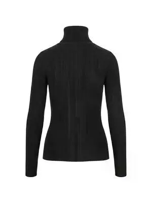 Elisabetta Franchi Ribbed-knit Logo Turtleneck Sweater - Black