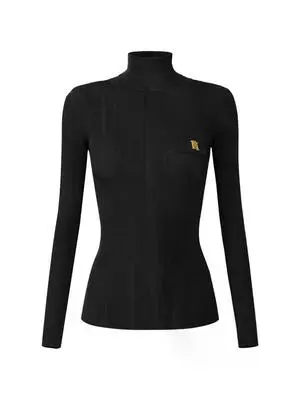 Elisabetta Franchi Ribbed-knit Logo-plaque Sweater - Brown