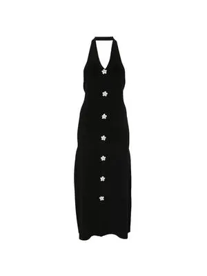 Maje Flower-embellished Midi Dress - Black