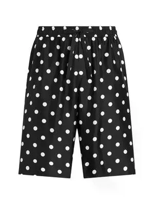 Dolce & Gabbana Polka Dot Print Silk Twill Bermuda Shorts