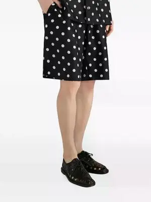 Dolce & Gabbana Polka Dot Print Silk Twill Bermuda Shorts