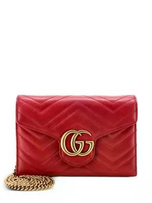 Gucci Matelassé Leather Mini Crossbody Bag - Red