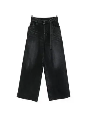 Sacai Belted Wide-leg Jeans - Black