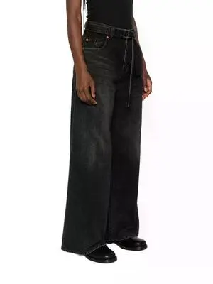 Sacai Belted Wide-leg Jeans - Black