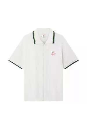Casablanca Ribbed Zip-up Short-sleeve Shirt - White
