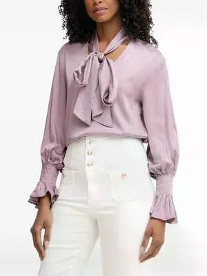 SILVIAN HEACH Tie-neck Smocked-cuff Blouse - Purple