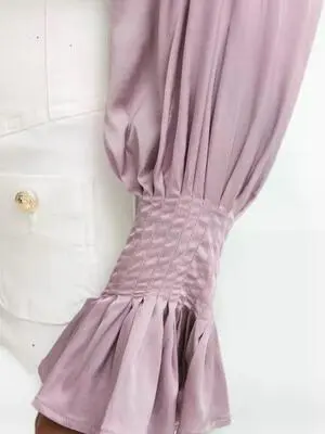 SILVIAN HEACH Tie-neck Smocked-cuff Blouse