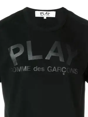 Comme Des Garçons Logo Print Cotton T-shirt - Black