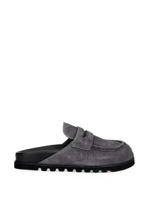 NAKED WOLFE Cord Suede Penny-slot Mules