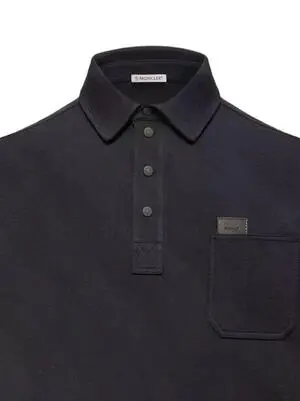 Moncler Logo-patch Chest-pocket Polo Shirt - Blue