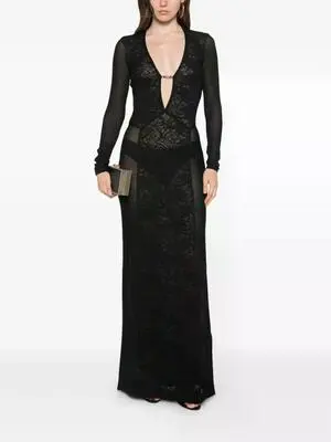 Elisabetta Franchi Lace Panel Maxi Dress - Black