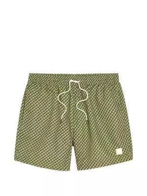 BOSS Geometric Print Swim Shorts - Green
