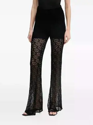 SILVIAN HEACH Lace-knit Flared Trousers - Black