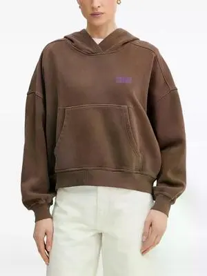 American Vintage Plizzy Logo-print Pouch-pocket Hoodie - Brown