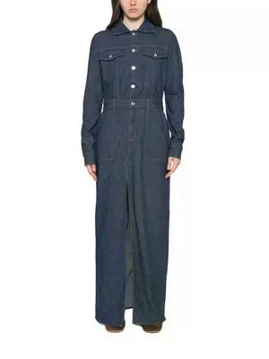 7 For All Mankind Utility Front-slit Maxi Denim Dress - Blue