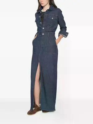 7 For All Mankind Indigo Utility Maxi Denim Dress With Front Slit - Blue