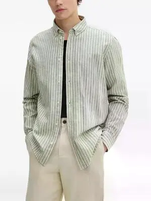 LES DEUX Striped Button-down Shirt - Green