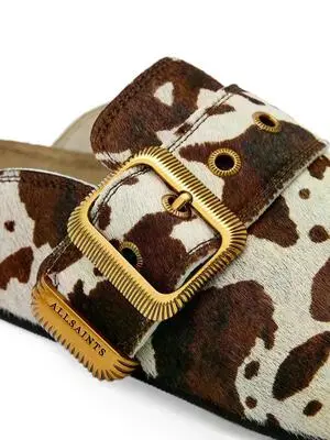 ALLSAINTS Staffa Cow-print Buckled Mules