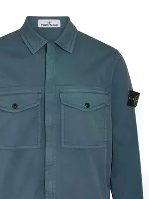 Stone Island Logo-patch Chest-pocket Shirt - Blue