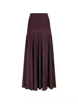 Rabanne Ribbed Knit Pleated Maxi Skirt - Purple