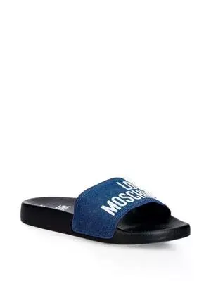 Moschino Logo-print Denim Slides