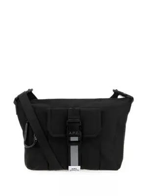 A.p.c. Buckle-fastening Logo-patch Shoulder Bag - Black