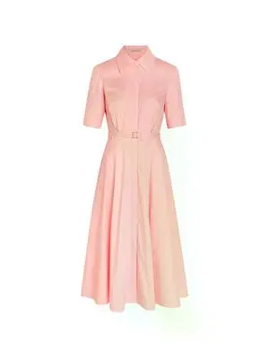 EMILIA WICKSTEAD Belted Pleated-collar Midi Dress - Pink